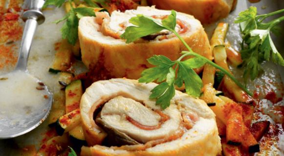 Pollo arrollado relleno con champiñones | Recetas de Pollo